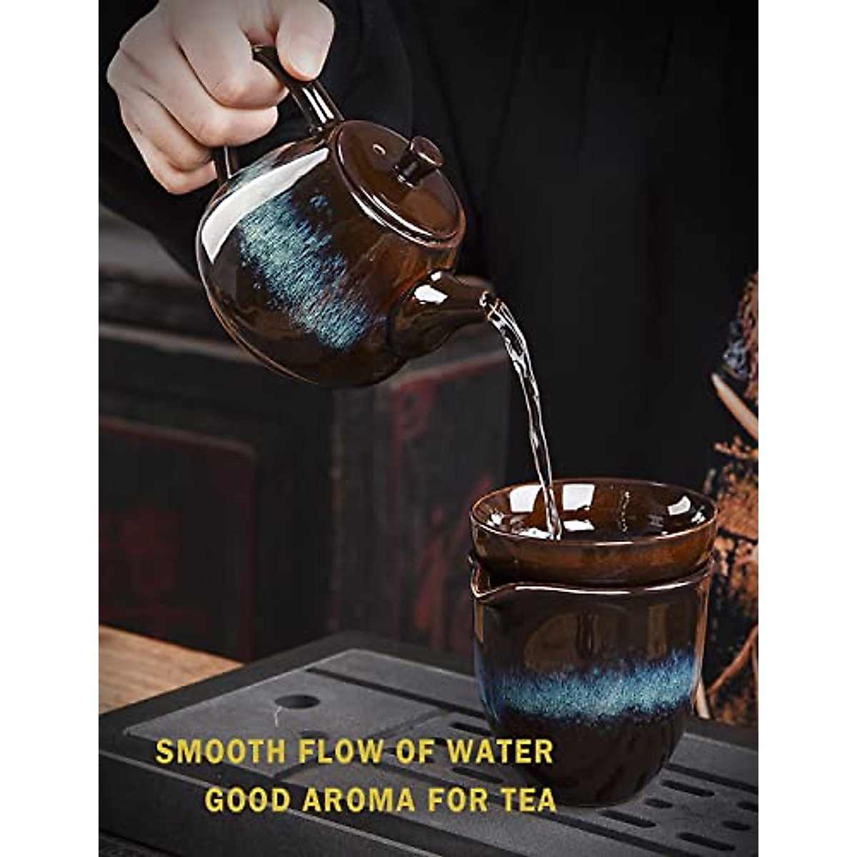 VotraSant Chinese Tea Set, Portable Teapot Set with 1 Teapot, 6 Tea Cups, 1 Gongdao Mug, 1 Tea Filters, Portable All in One Gift Box for Travel,Home,Gifting,Outdoor and Office