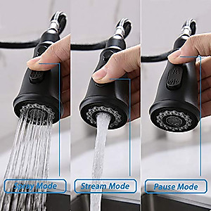 Touchless Kitchen Faucet with PullDown Sprayer,20 Single Kitchen Sink Faucets Black Pull Out Sprayer,High Arc Pulldown Single Handle for Motion Sensor,1handle 3 Hole Deck Mount,Black (Black)