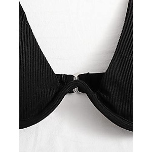 Verdusa Women's 2 Piece Triangle Bikini High Cut Bathing Suit Swimwear Black M