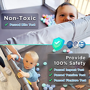 Albott Portable Baby Playpen for Babies and Toddlers, 79"x71" Baby Playards, Extra Large Anti-Fall Infant Safety Activity Center(Deep Grey)