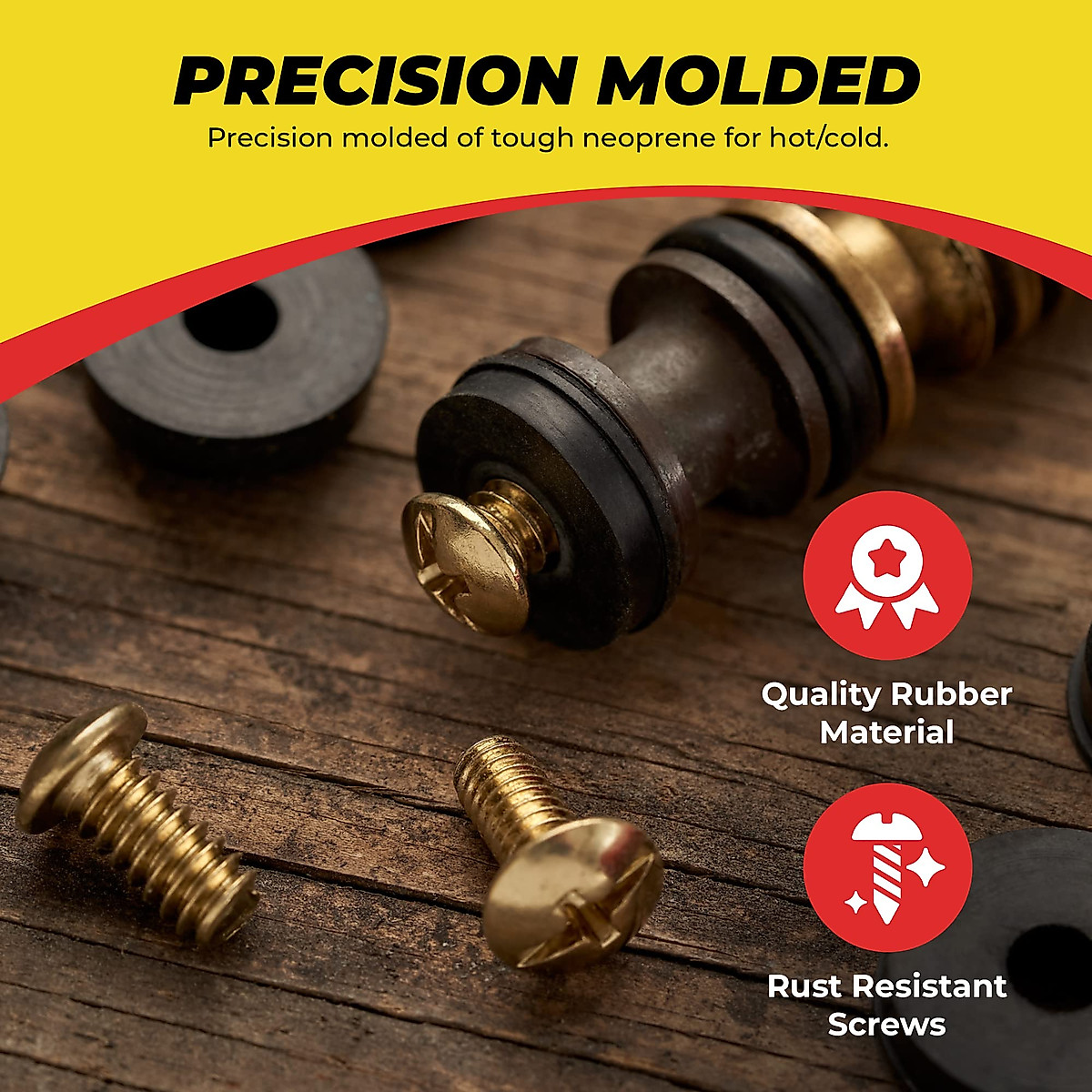 Flat and Beveled Faucet Washers and Brass Bibb Screws Assortment, 48 Pieces