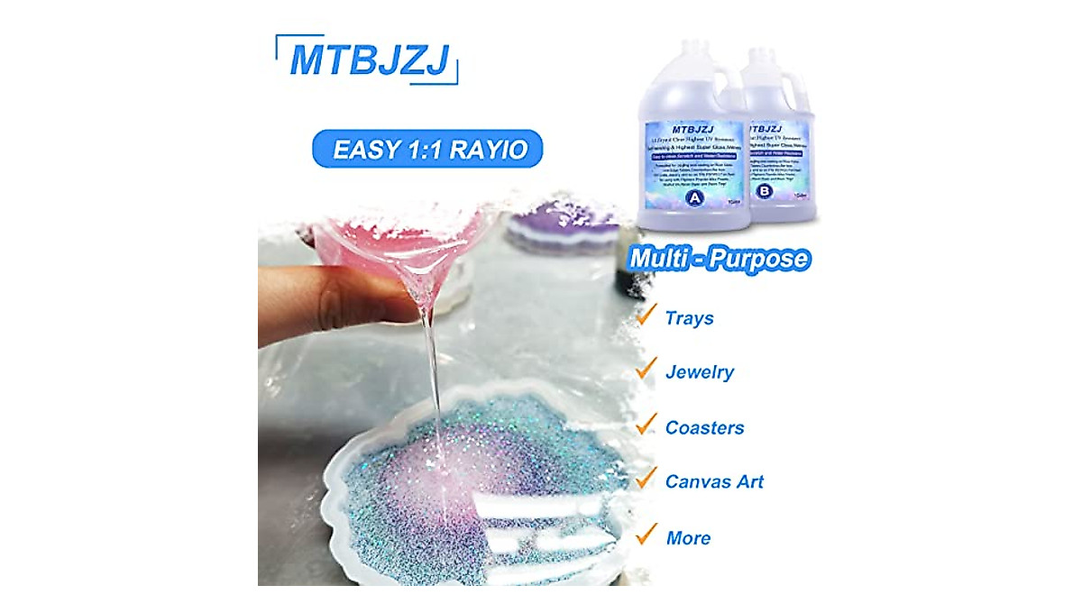 Epoxy Resin 2 Gallon Kit - Crystal Clear, Self-Leveling & Safe for Crafts