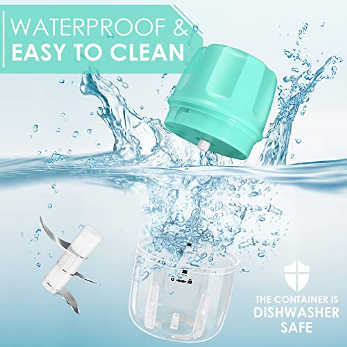 Rechargeable Portable and Cordless Mini Food Processor 250ML with Stainless Steel Blade, Electric Garlic Chopper Vegetable Chopper Blender for Nuts Chili Onion Minced Meat and Spices BPA-Free(Green)