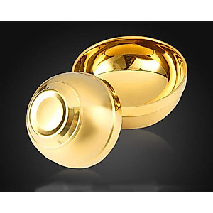 Unbreakable Thick Anti-scald Rice Bowl Double-deck 304 Stainless Steel Food Bowls for Soup, Popcorn, Fruit, Salad, Noodle, etc (Gold, Big)