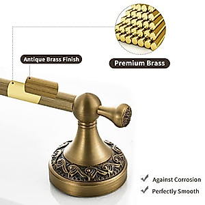 Leyden Antique Towel Bar,Adjustable Towel Holder Rod Brass Bathroom Accessories Expandable 15.2 to 27.8 Inch Vintage Wall Mount
