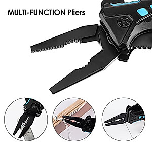 WINWILD Multitool Pocket Knife with Pliers Screwdrivers Bottle Opener Safety Lock,Camping knife for Survival Camping Fishing Hiking, Valentine's Day Gift for Men Women (Blue)