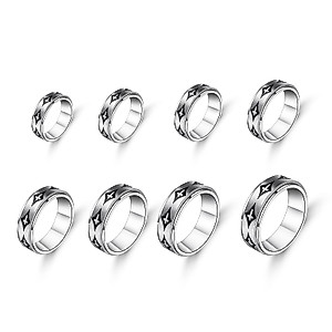 COLORFUL BLING 8MM Stainless Steel Anxiety Ring Fidget Spinner Rotating Cross Ring Stress Relieving Christian Prayer Religious Jewelry for Women Men Size 6-13-8