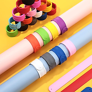 Chengu 36 Pieces Silicone Slap Bracelets Bulk Multicolor Snap Wrist Bracelets Soft and Safe Bands Wrap Wristband for Party Favors School DIY Painting Wristband Craft(Multicolor)