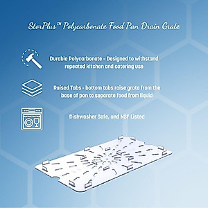 Carlisle FoodService Products Storplus Food Pan Drain Shelf for Kitchens, Restaurants, and Hotels, Polycarbonate, 1/2 Size, Clear