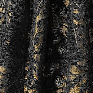 Mens Steampunk Vest Gothic Corset Waistcoat Victorian Masquerade Outfit Dress Jacquard Goth Suit Costume(Black,Large)