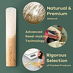 Clarinet Reeds 2.5, CeMeow Traditional Reeds for Clarinet Beginner 10Pack with Plastic Box, Thinner Reed Tip Advanced Cutting Technology for Clarinet Beginner and Player