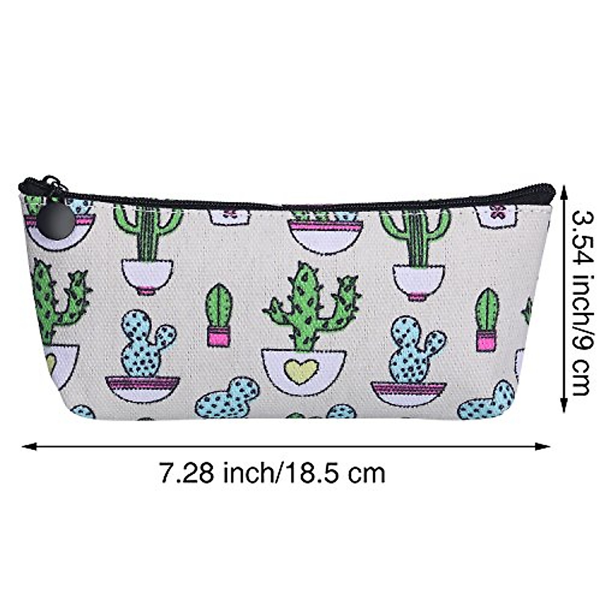 TecUnite 8 Pieces Pen Case Pencil Bag Canvas Pencil Pen Case Pen Holder Cosmetic Makeup Bag Set (Cactus Style)