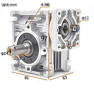 Worm Gear Gearbox NMRV-030 Speed Reducer Ratio 80:1 for Stepper Motor