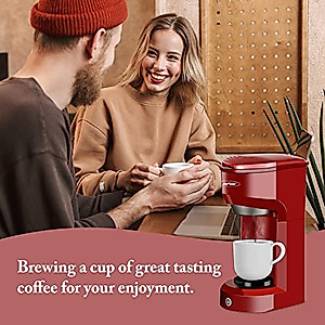 X WINDAZE Single Serve Coffee Maker for K Cup Pod & Coffee Ground, Mini One Cup Coffee Brewer with Filter 6-14oz Reservoir Strength Control,Small Coffee Machines for Office Home Kitchen (Red)