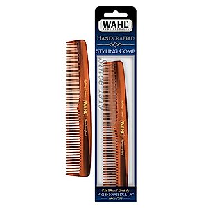 Wahl Beard, Mustache, & Hair Styling Comb for Men's Grooming - Handcrafted & Hand Cut with Cellulose Acetate - Smooth, Rounded Tapered Teeth - Model 3328