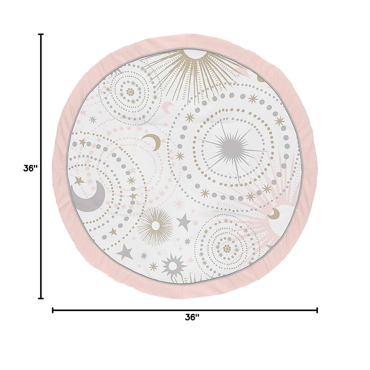 Sweet Jojo Designs Blush Pink, Gold and Grey Star and Moon Playmat Tummy Time Baby and Infant Play Mat for Celestial Collection