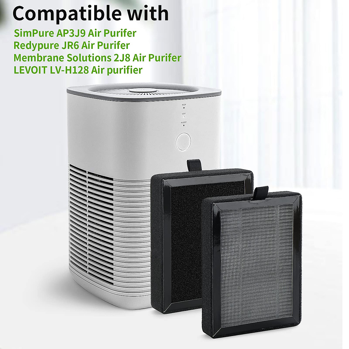 FMDZFL 4 Pack True HEPA Replacement Filter Compatible with SimPure AP3J9 / Redypure JR6 / Membrane Solutions 2J8 / LEVOIT LV-H128 Air Purifier