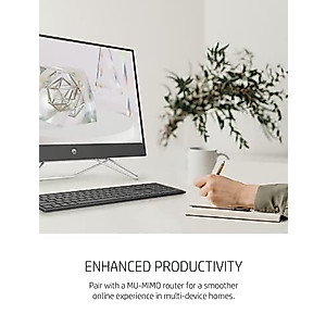 HP 27” All-in-One Desktop, AMD Ryzen 5 5500U, 16 GB RAM, 512 GB SSD, Full HD IPS Touchscreen, Windows 11 Home, 4 USB Ports, Privacy Camera, Dual Mics, Wireless Keyboard and Mouse (27-cb0060, 2021)