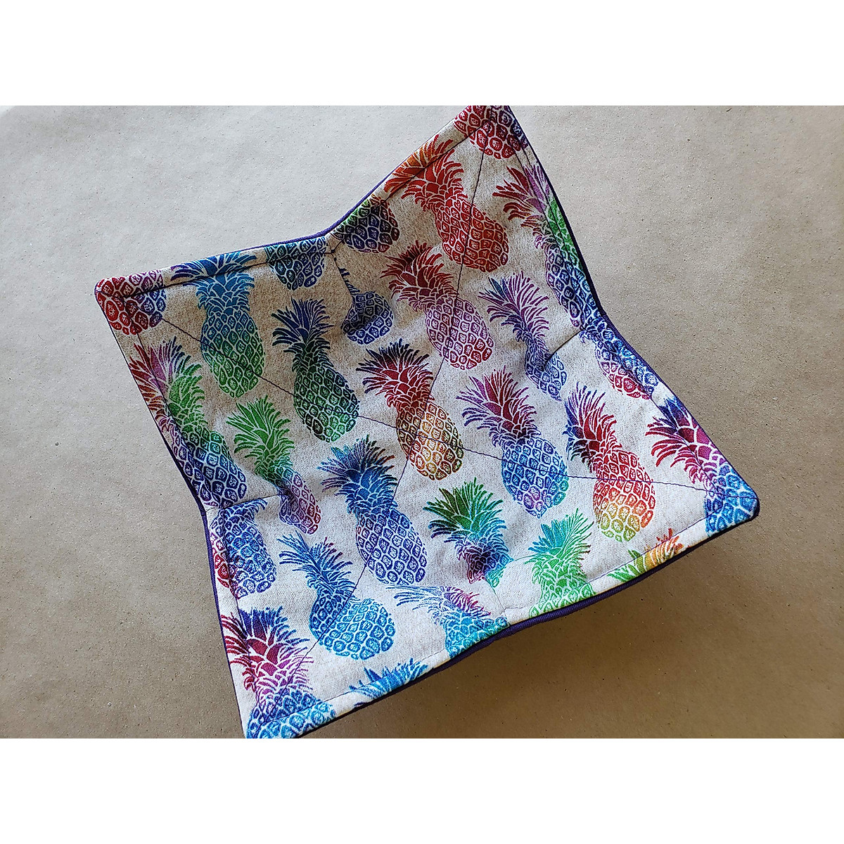 Rainbow Pineapple Microwave Bowl Cozy Tropical Hospitality Microwaveable Reversible Bowl Holder