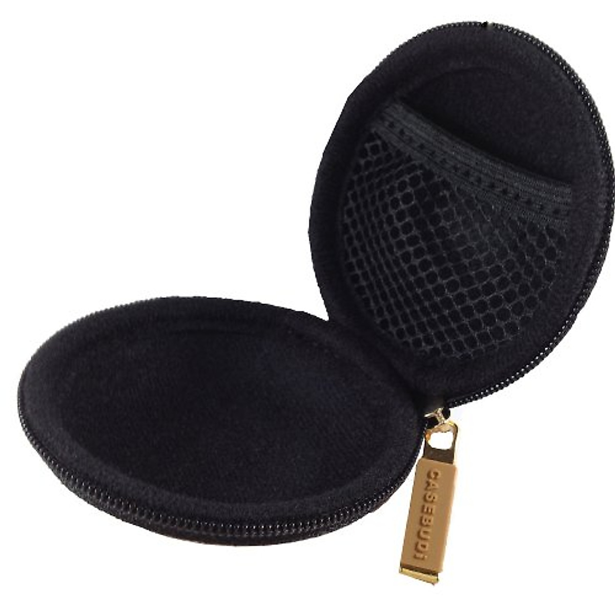 CASEBUDi Round Earbud and Phone Charger Storage Case with Carabiner | Limited Edition Gold Ballistic Nylon