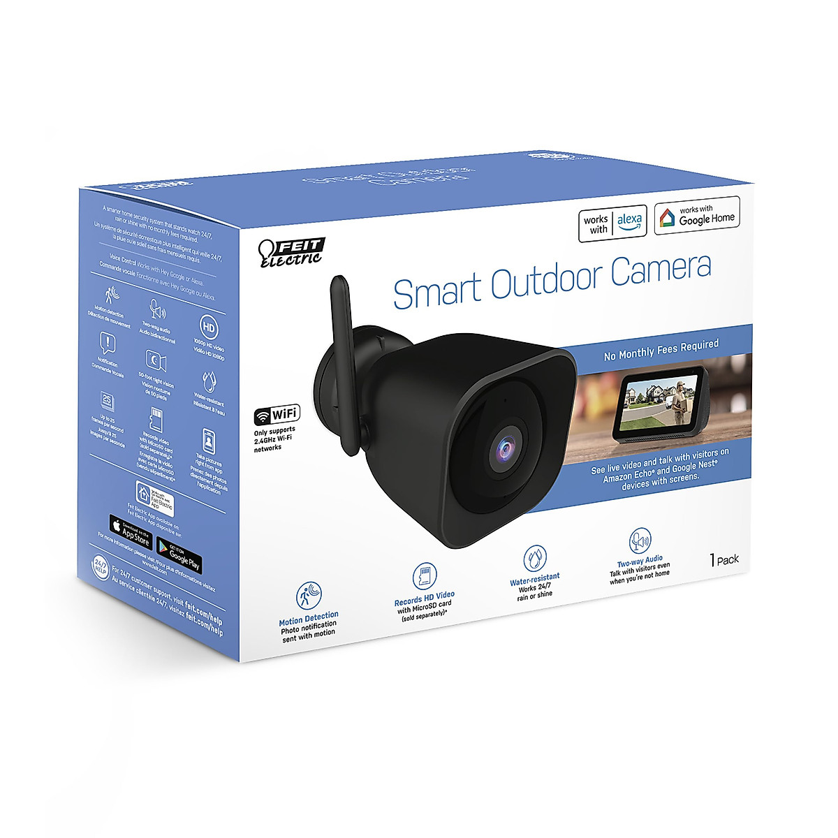 Feit Electric CAM/WM/WiFi 1080p HD Outdoor WiFi Smart Home Security Camera with Night Vision, 2-Way Audio, Black