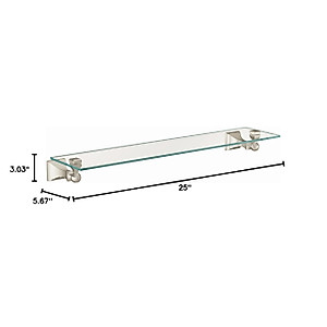 Moen DN8390BN Retreat 22-Inch Wide x 5-Inch Deep Decorative Glass Bathroom Vanity Shelf, Brushed Nickel