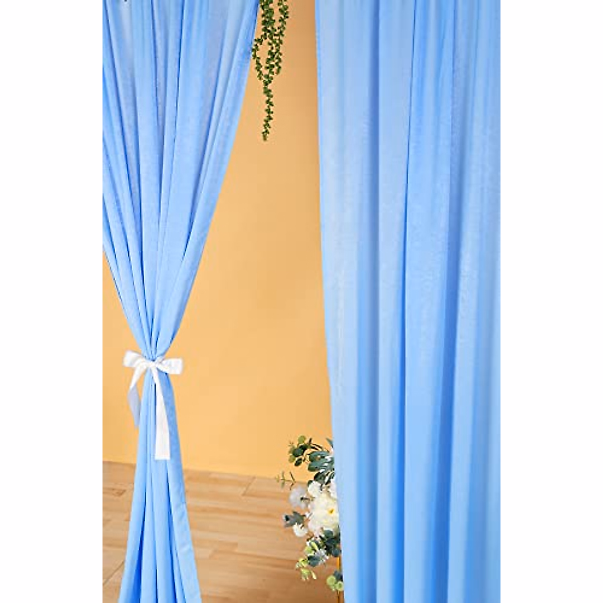 Cytdkve 2 Panels 4.8 Feet x 10 Feet Sky Blue Velvet-Like Wedding Backdrop Curtain Drapes, Silky Soft Window Curtains Panels for Wedding Ceremony Birthday Party Decorations