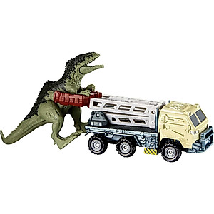 Matchbox Jurassic World Dino Transporters, 1 Vehicle & 1-2 Mini Dinosaurs, Ages 3 Years Old & Up