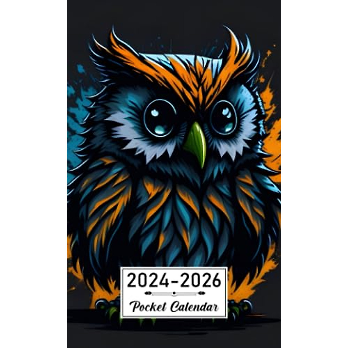 Pocket Calendar 2024-2026: Two-Year Monthly Planner for Purse , 36 Months from January 2024 to December 2026 | Halloween owl | Colorful graffiti illustration