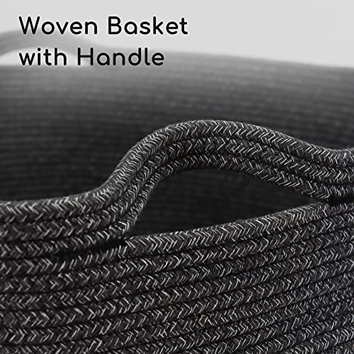 MXMHOME Black Large Blanket Basket Extra Large Woven Rope Baskets for Storage Baskets Bins for Organization Dog Toy Storage Baskets Bins Black Decorative Basket Living Room(23.6"x14.1")