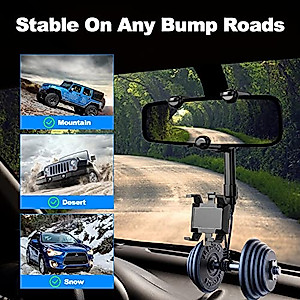 TMYIOYC Rotatable and Retractable Car Phone Holder, Multifunctional Rearview Mirror Phone Holder for Car [New Version][Universal] Rear View Mirror Phone Mount for Car Compatible with All Mobile Phones