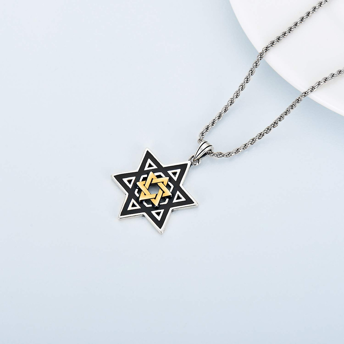 PDTJMTG Star of David Necklace Sterling Silver Necklace, 20”+2”