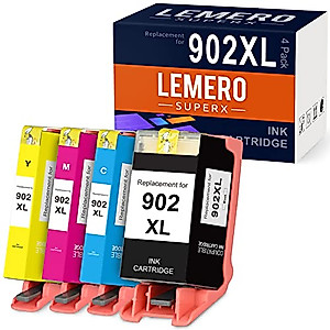 902XL Ink Cartridges LemeroSuperx Remanufactured Ink Cartridge Replacement for HP 902XL 902 XL Ink Cartridges, for 6978 6962 6950 6958 6968 6970 Combo Pack