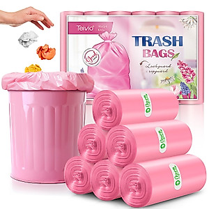 Teivio 2 Gallon 120 Counts Strong Trash Bags Garbage Bags, Bathroom Trash Can Bin Liners, Plastic Bags for home office kitchen, Pink