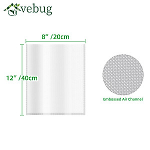 VEBUG Vacuum Sealer Bags Quart Size 100 Pack 8" x 12" Seal a Meal BPA Free Heavy Duty Commercial Grade Great for vac storage Meal Prep or Sous Vide