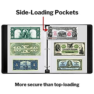 Dunwell Binder Currency Sleeves for Collectors - (25 Pack), Acid-Free 3-Pocket Clear Plastic Currency Pages for Three Ring Binder, Refill Currency Binder Pages for Bills, Banknotes or Coupons