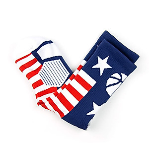 ChalkTalkSPORTS Basketball Adult Woven Mid-Calf Socks | Patriotic Stars and Stripes