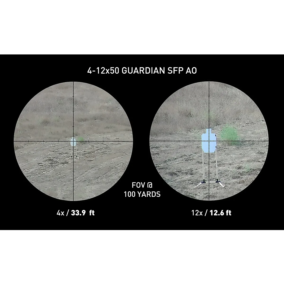 Monstrum Guardian 4-12x50 AO Rifle Scope with Parallax Adjustment | Black | Monstrum Rifle Scope Level Bubble | 1 inch Diameter | Bundle