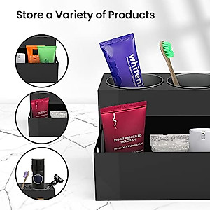 Hair Tool Organizer - Space Saving Hair Accessories Organizer for Hot Tools, Curling Iron, Straightener, Product and Makeup - Hair Dryer Holder with Heat Resistant Stainless Steel Cups - Black,ORBL