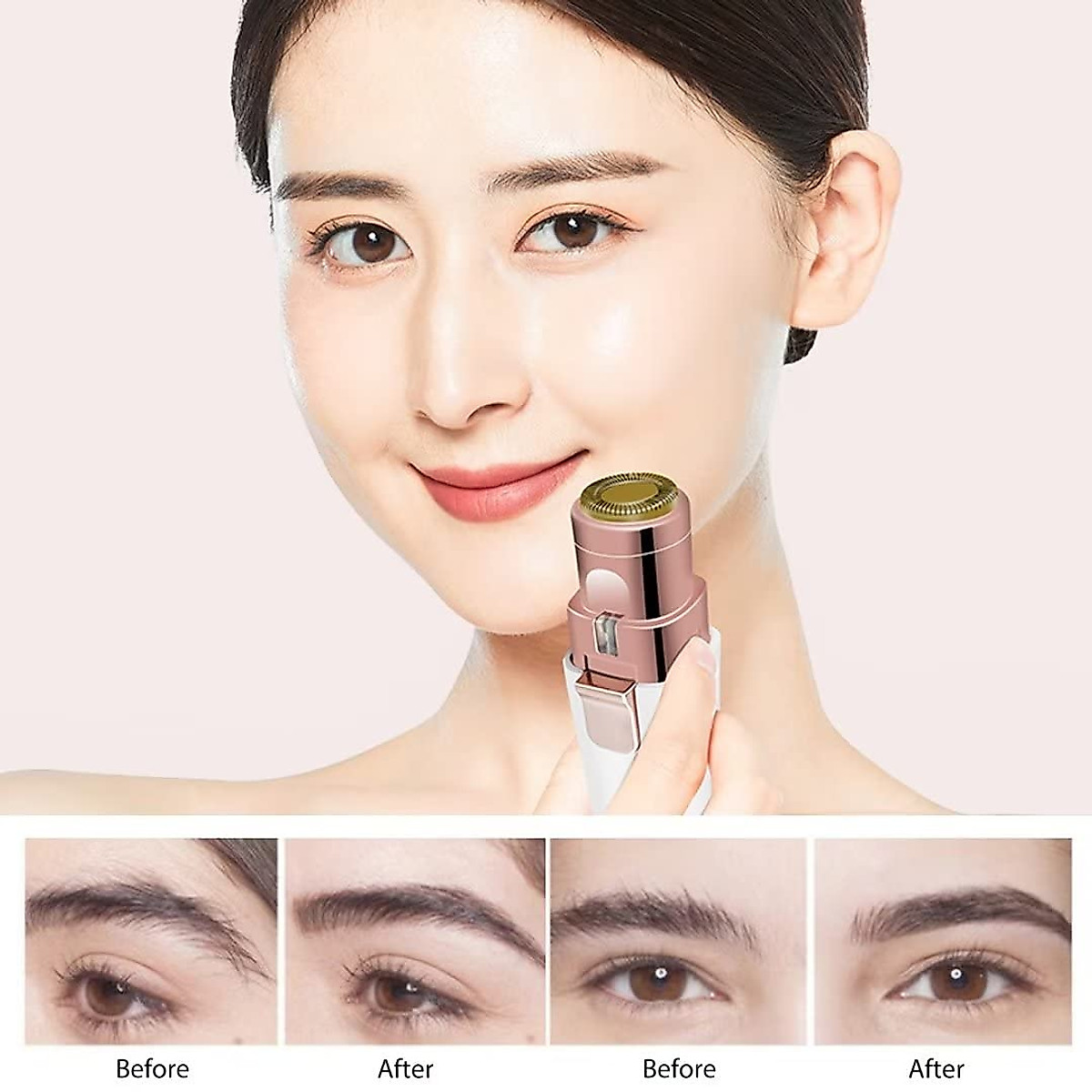 Moikin 2 in 1 Brows Eyebrow Facial Hair Remover Trimmer Epilator & Women's Painless Hair Remover , Lipstick Shaver for Face, Hand, Armpit, Leg and Bikini