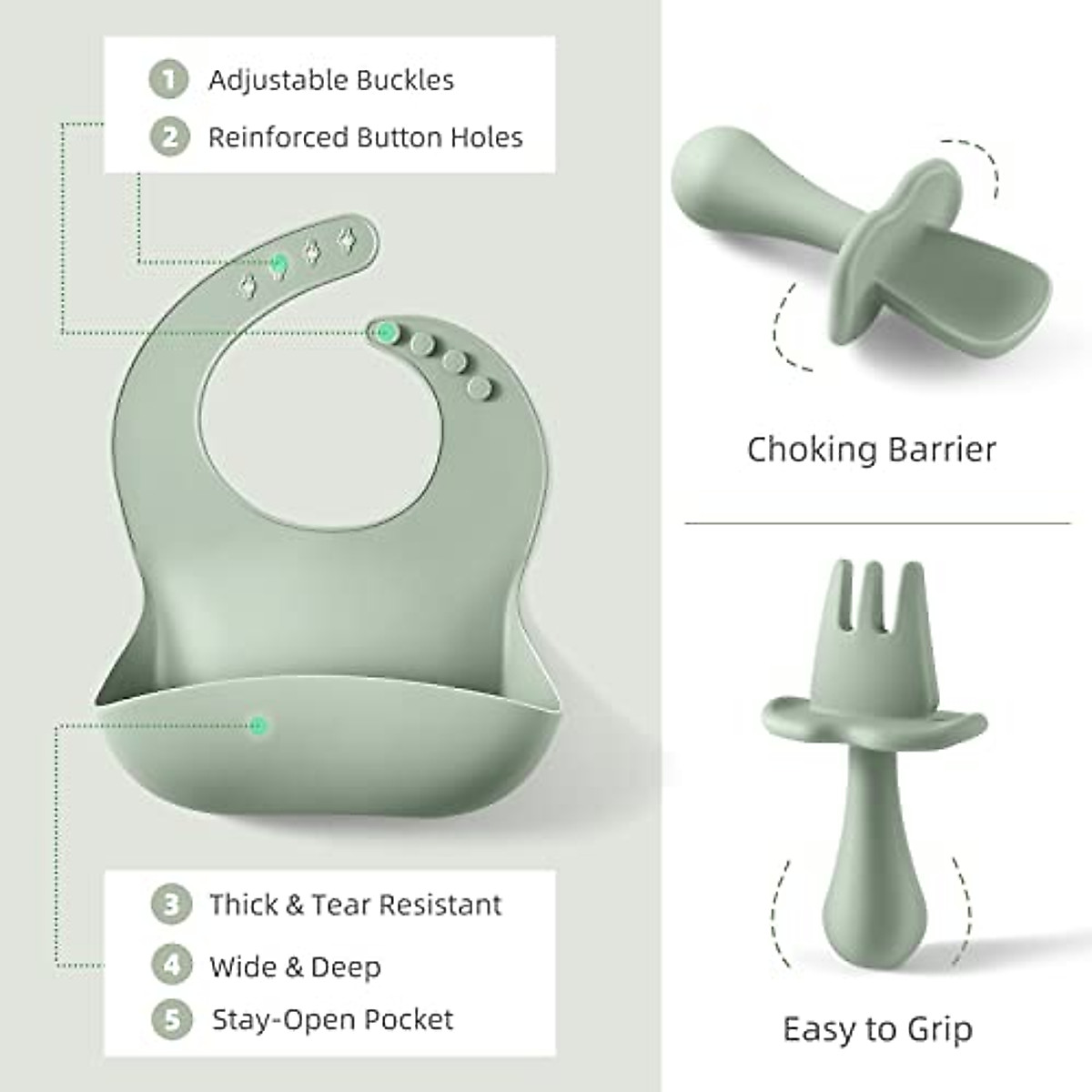 CSFICTS Baby Led Weaning Supplies - Silicone Baby Feeding Set - Suction Bowl Divided Plate Straw Sippy Cup - Toddler Self Feeding Eating Utensils Dishes Set with Bibs Spoon Fork - 6 Months