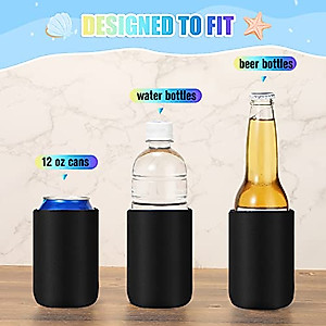 200 Pcs Blank Beer Can Cooler Sleeves Bulk Can Sleeve Beer Drink Sleeve Insulator Sleeve Soft Insulated Reusable Beer Can Coolers for Soda Beer Wedding Party Favors Supplies (Black)