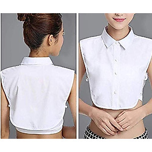 Shinywear Women's Fake Collar Detachable Collar Shirt Attachment, White Dickey False Collar, Mock Collar Half Blouse for Lady Girls Favors(2pcs White Pointed Collar)