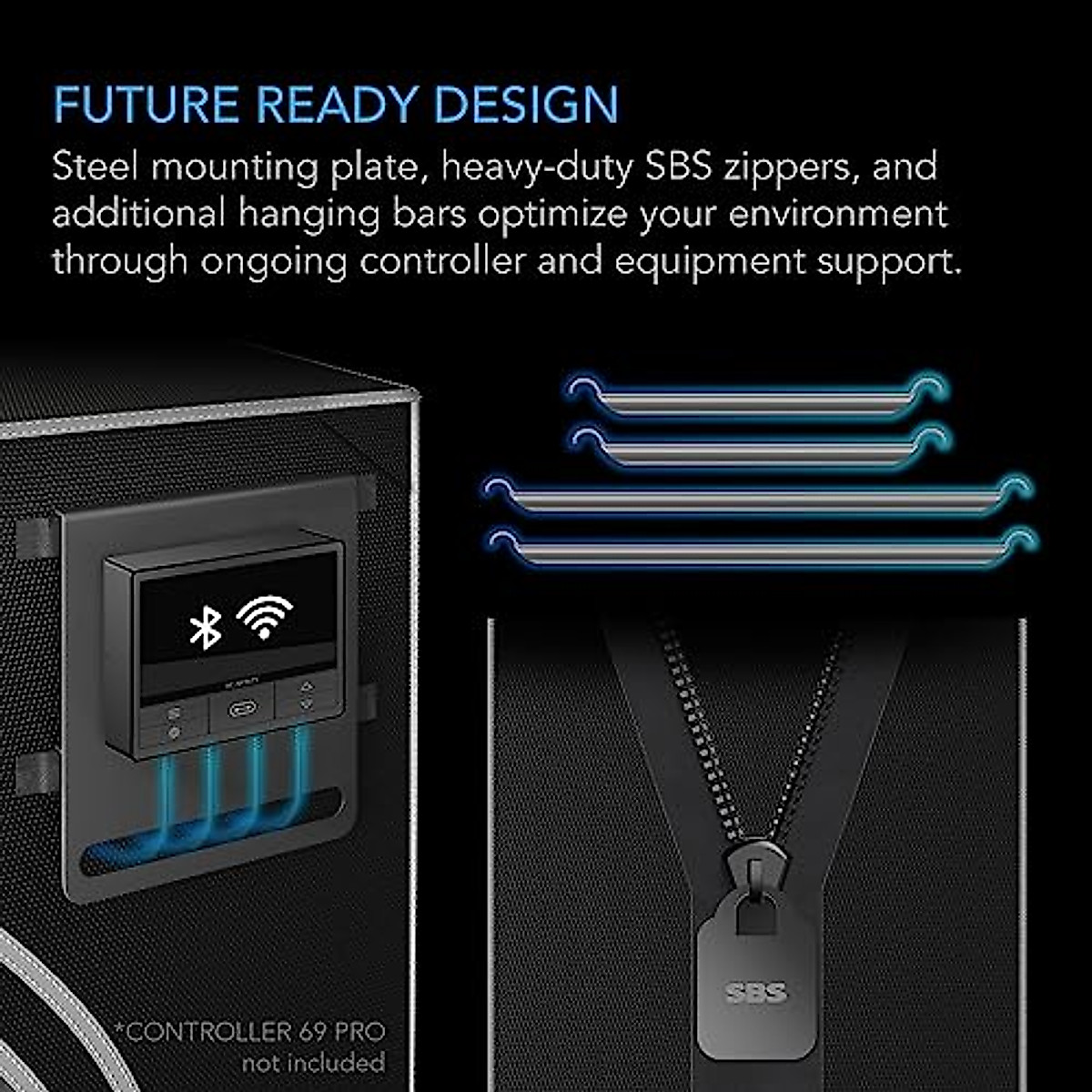 AC Infinity CLOUDLAB 642 Advance Grow Tent, 48”x24”x72” Thickest 1 in. Poles, Highest Density 2000D Diamond Mylar Canvas, 4x2 for Hydroponics Indoor Growing