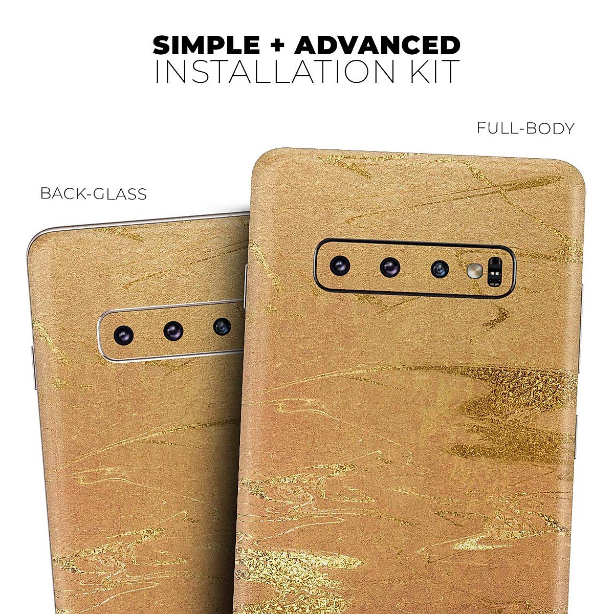 DesignSkinz Molten Gold Digital Foil Swirl V8 Protective Vinyl Decal Wrap Skin Cover Compatible with The Samsung Galaxy S20 (Screen Trim & Back Glass Skin)