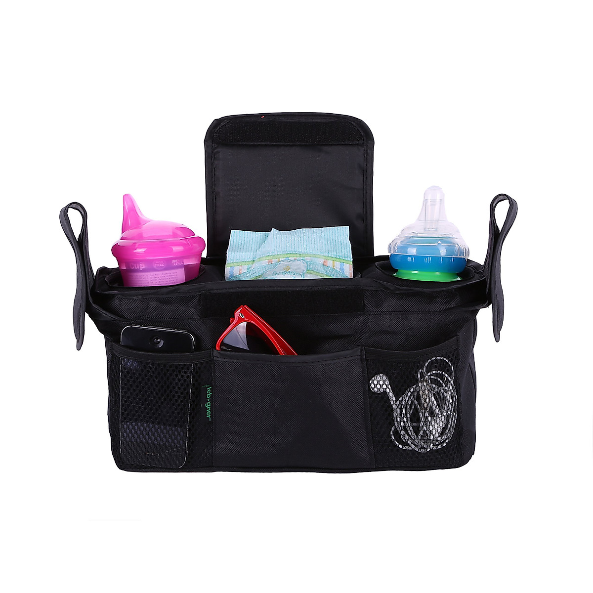 lebogner Luxury Stroller Organizer, Stroller Accessories, Universal Black Baby Diaper Stroller Bag, Stroller Cup Holder, Fits Most Strollers.