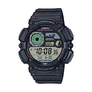 Casio Illuminator LED Light 10-Year Battery Dual-Time Moon Phase Fishing Level Watch WS-1500H-1AV
