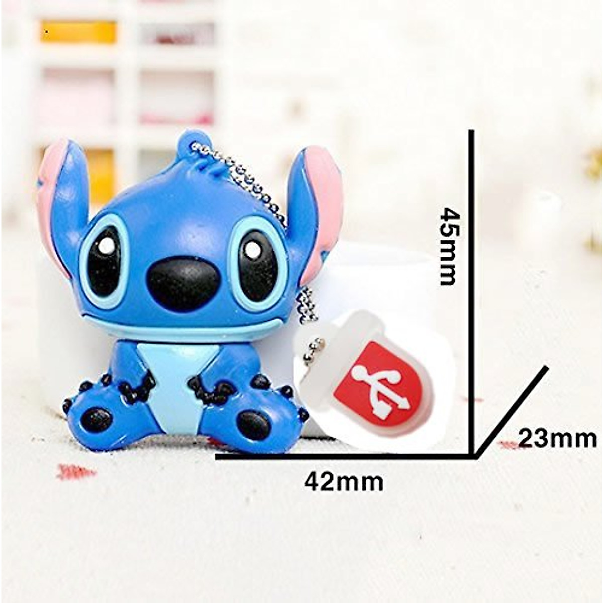 Novelty Stitch Blue Shape Design 16GB USB 2.0 Flash Drive Cute Memory Stick Stitch Thumb Drive Data Storage Pendrive Cartoon Jump Drive Gift (Stitch Blue-16GB)