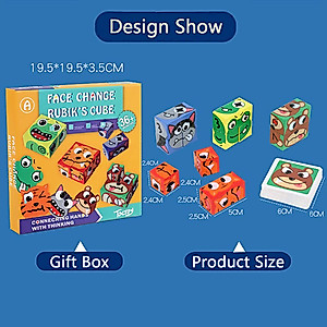 Wooden Toy Face Change Rubik's Cube Building Blocks Puzzles Expression Building Blocks Game Educational Games Montessori Toy Children's Logical Thinking Intellectual Training Challenge Card Toys.