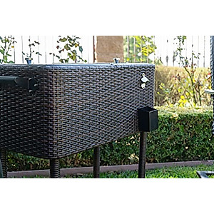 Permasteel 80-Qt Hand-Woven Wicker Patio Cooler with Wheels | Beverage Rolling Cooler for Backyard Deck, PS-A208-BB, Outdoor Drink Cart, Rattan Style, Brown